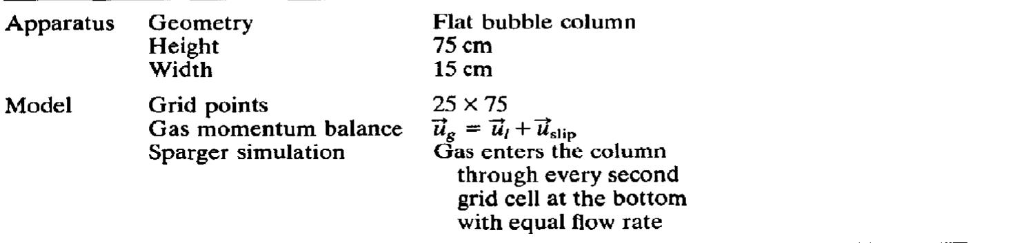 Model assumptions for the uniformly aerated bubble column