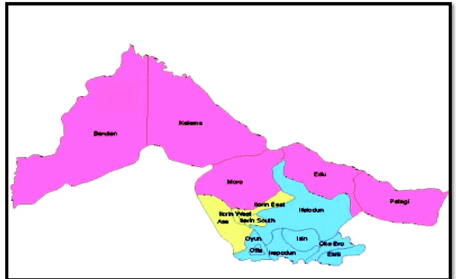 Map of kwara state showing where the three senatorial