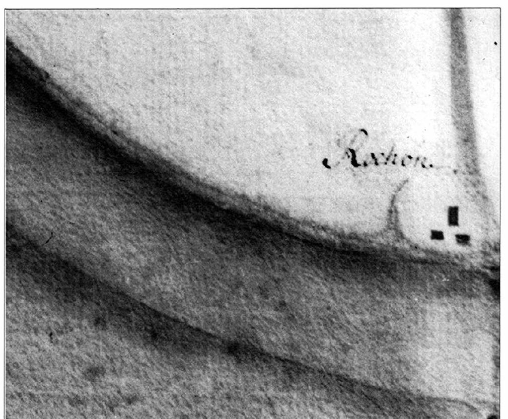 Detail from a 1746 map by francois saucier showing the