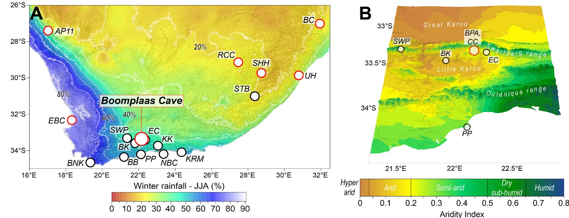 (a) map of southern africa showing the location of boomplaas