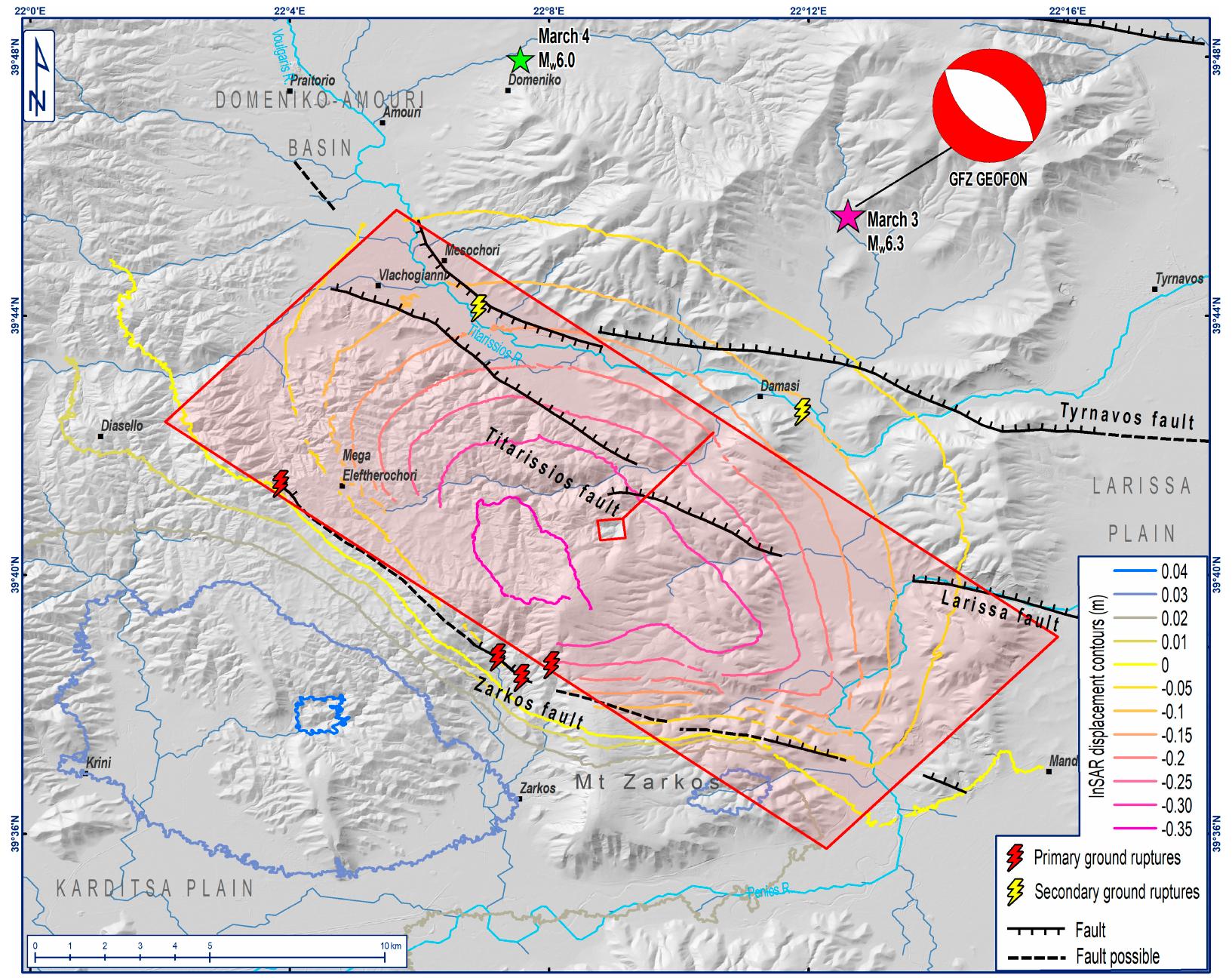 Map of the earthquake effects of the first strong shock