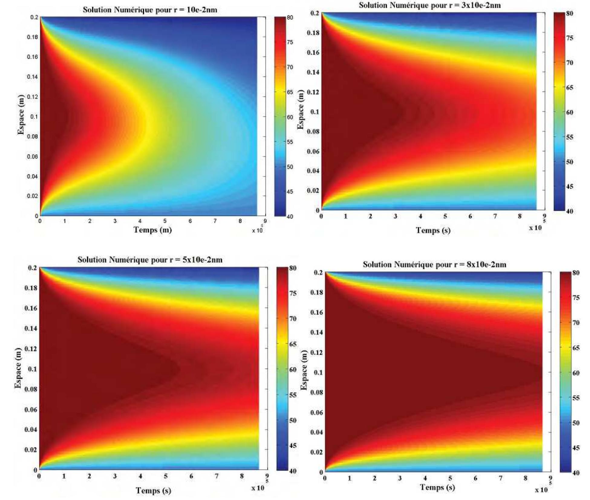 Moisture mapping for different pores sizes. the numerical