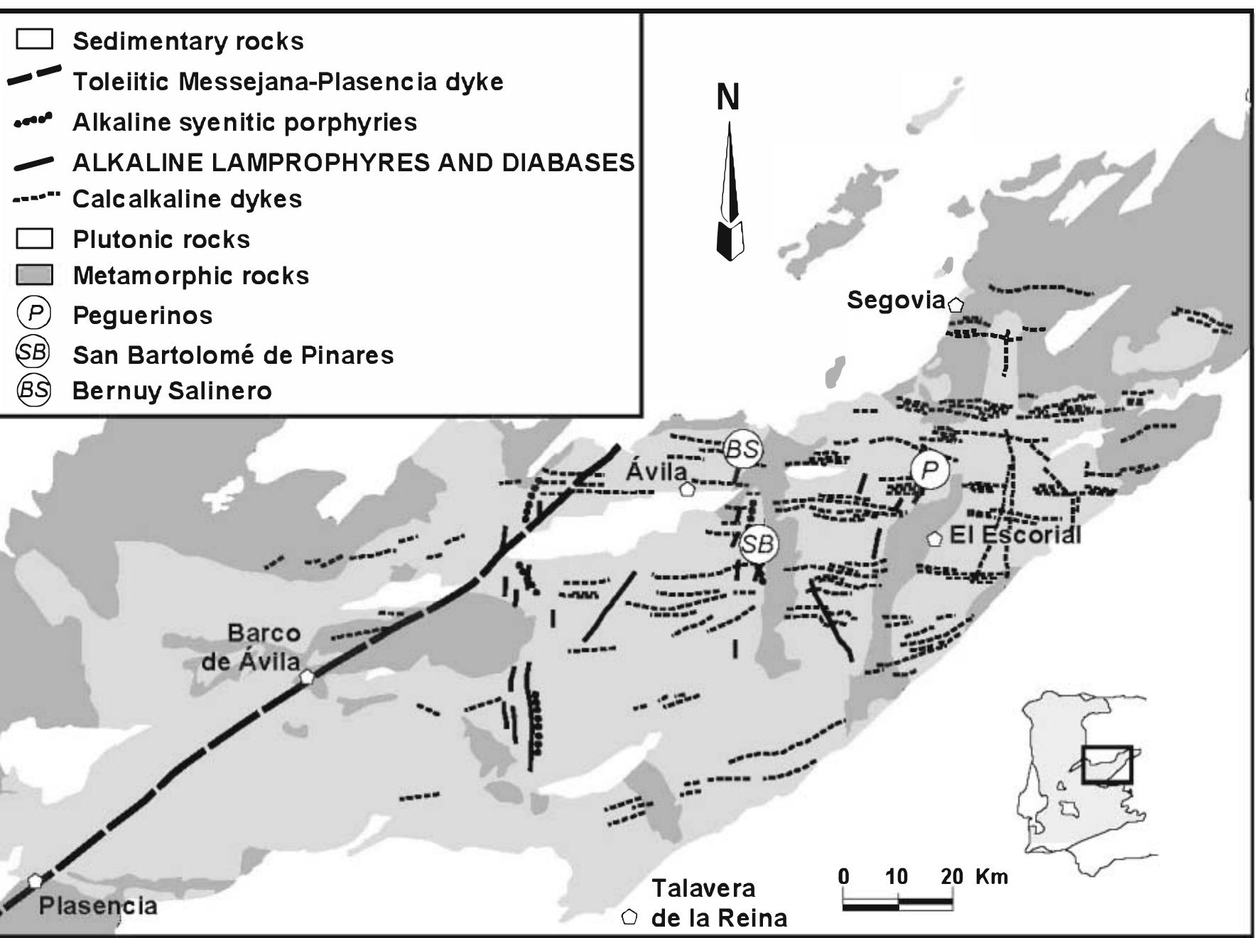 Sketch map showing location of scs alkaline lamprophyres and