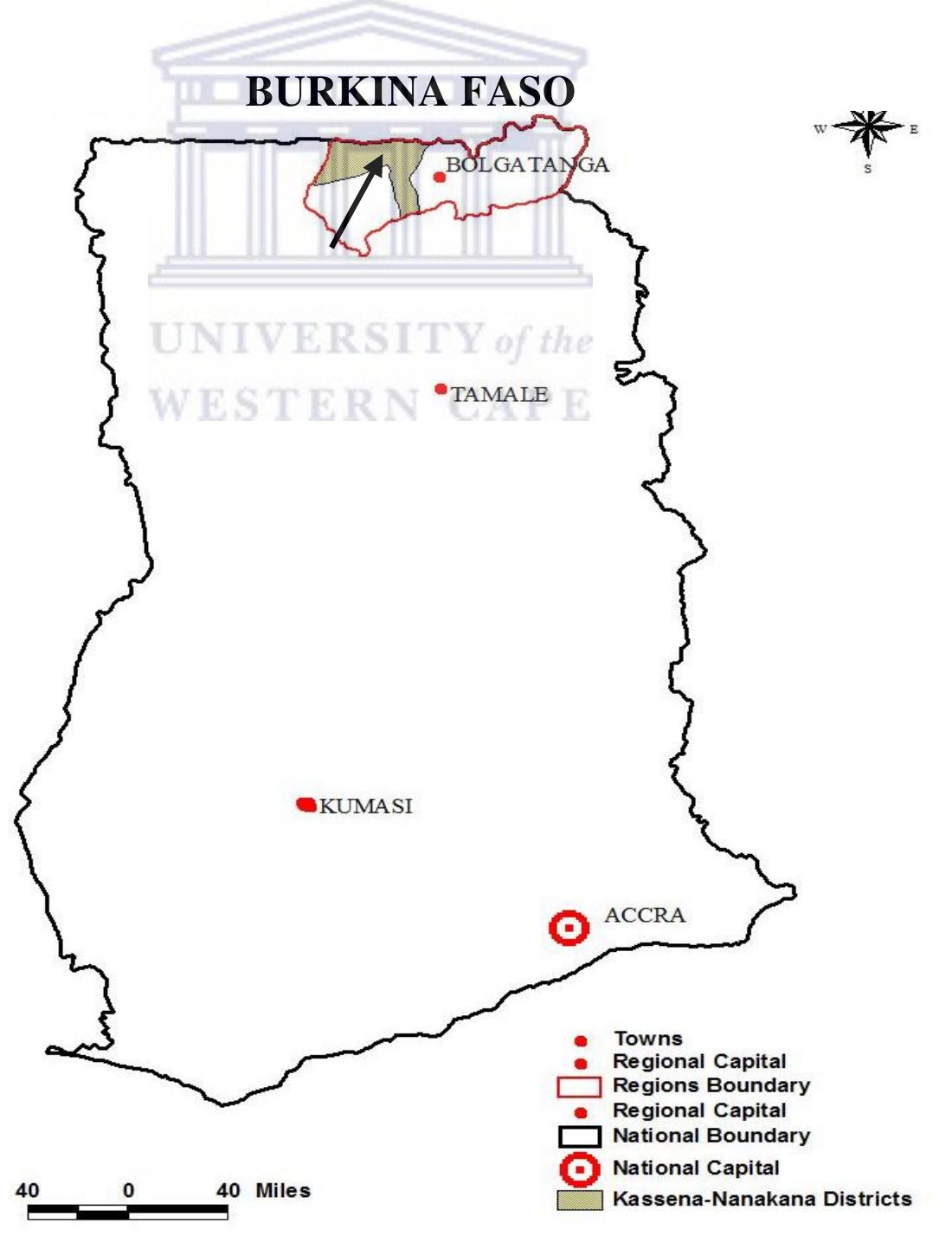 1: map of ghana showing the study area (author’s construct,