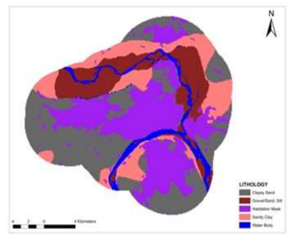 Lithology map of study area.