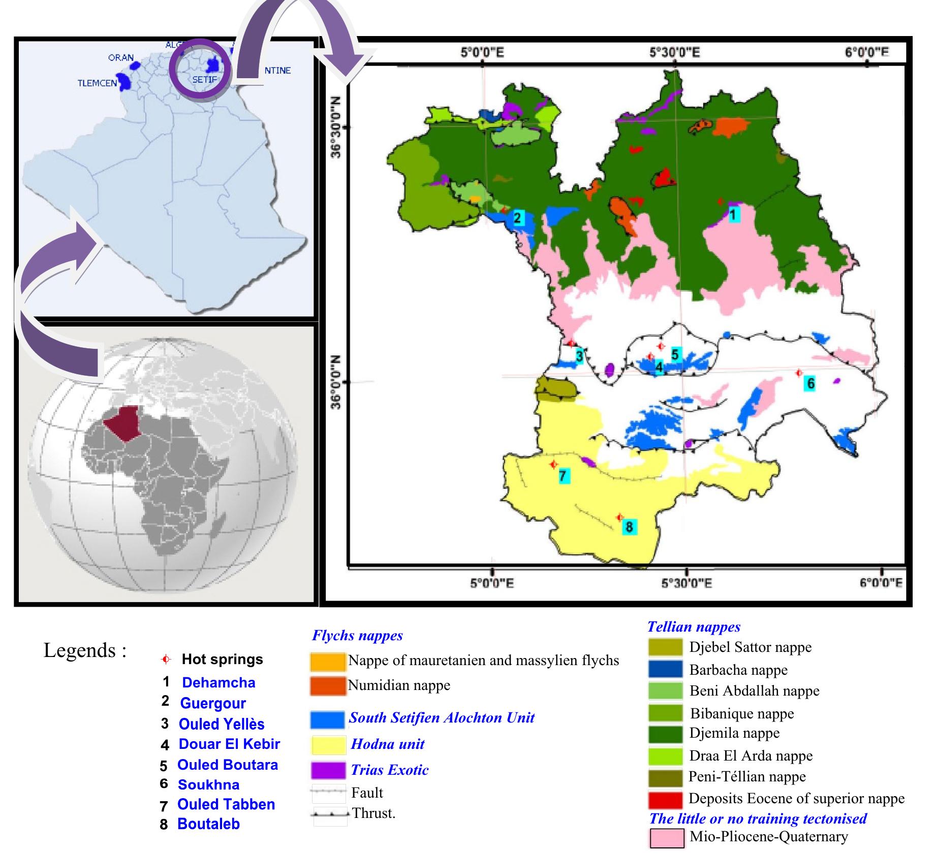Geological and geographical map of the study area (extract f
