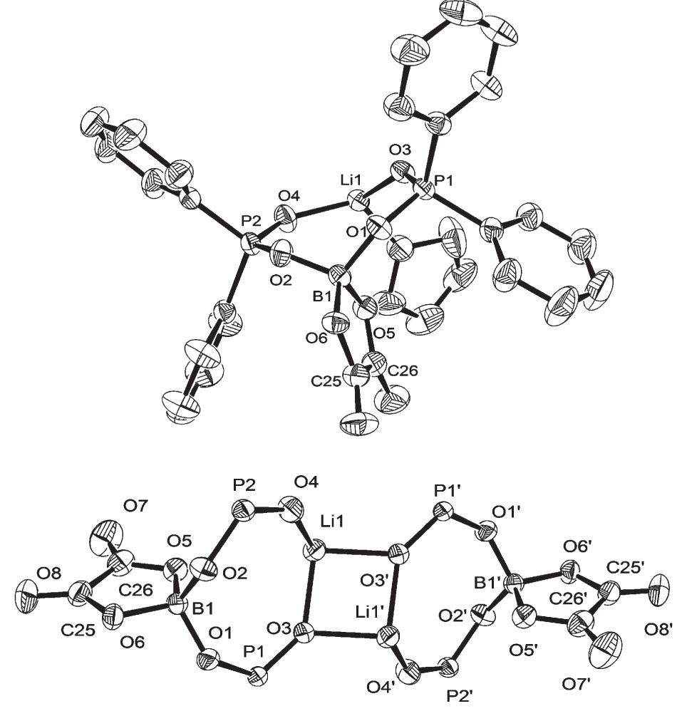 Ortep diagrams of [1],-2thf showing monomeric (upper figure;