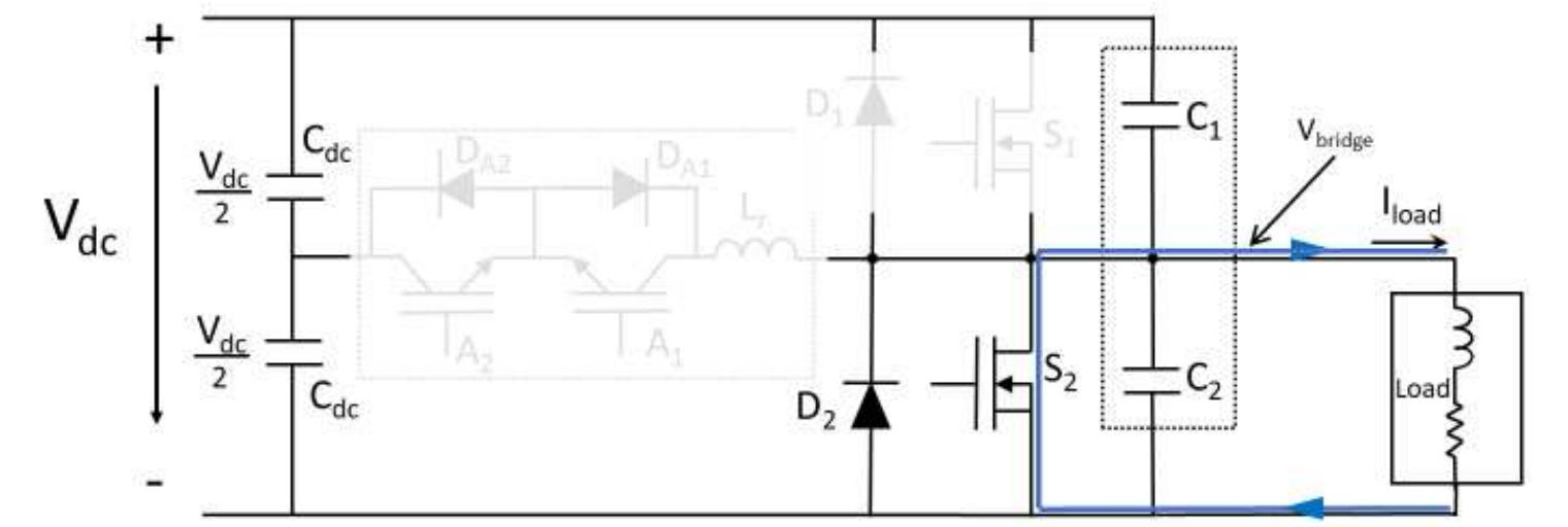 The load current flows through s2 (and d2 depending on vs2).