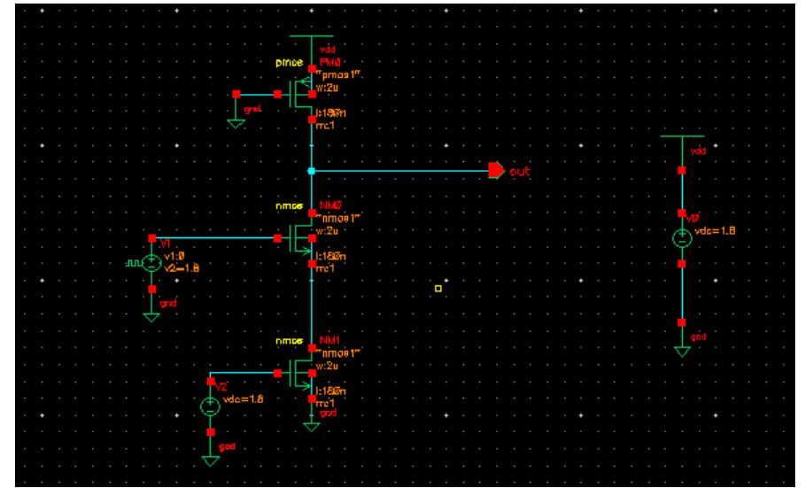 Implementation of not gate
