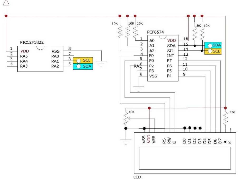 A schematic diagram of the connection of lcd to the