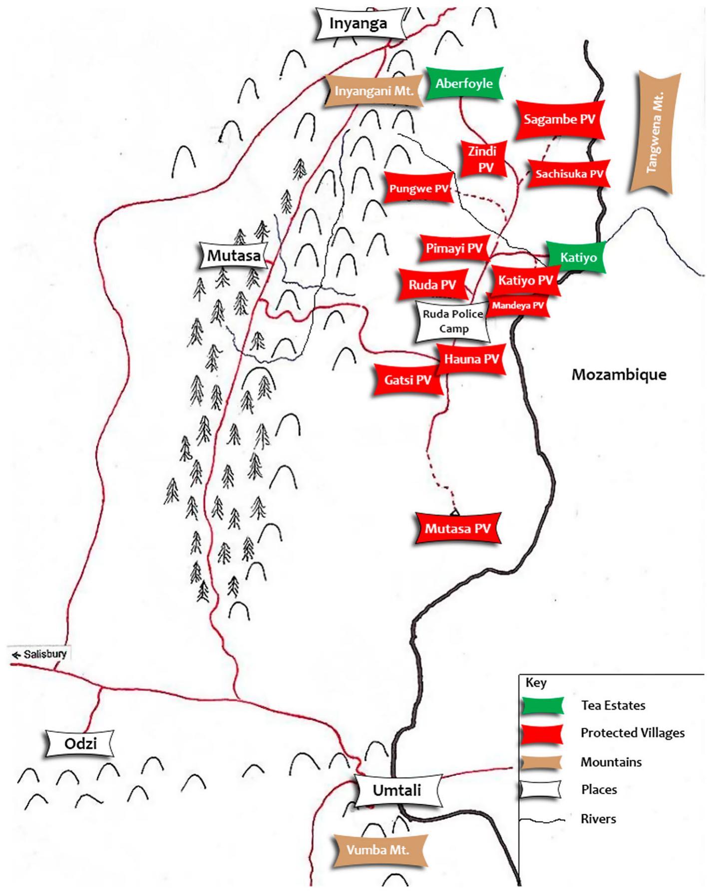 ‘igure 1. map showing protected villages in the honde