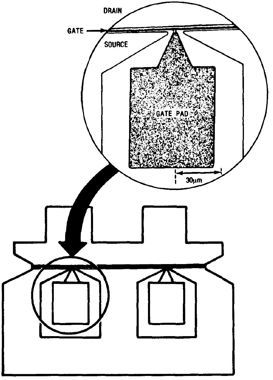 Schematic diagram of a 280-ym gate-width a-fet structure.
