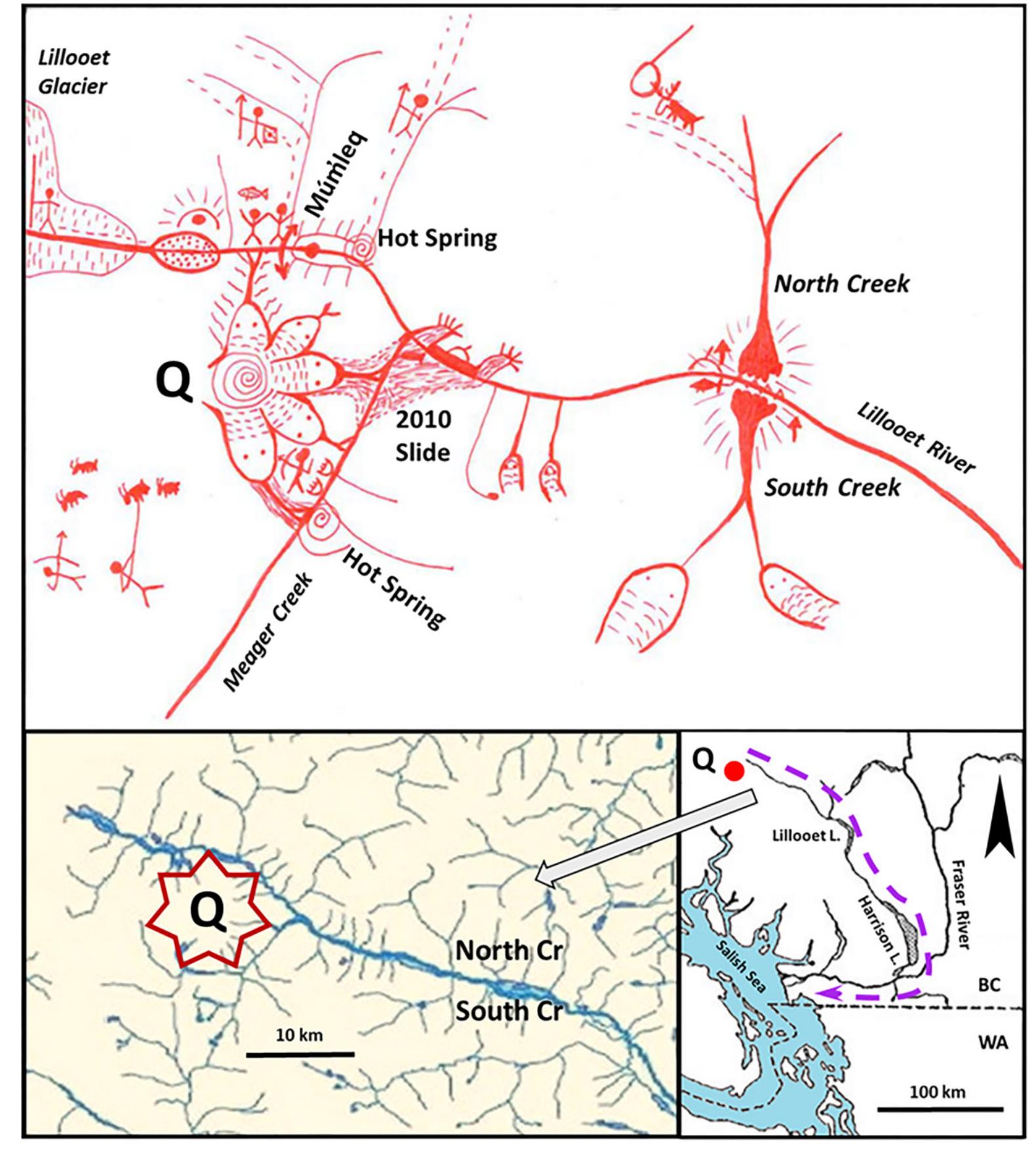 Heritage landscape map of upper lillooet river valley, drawn