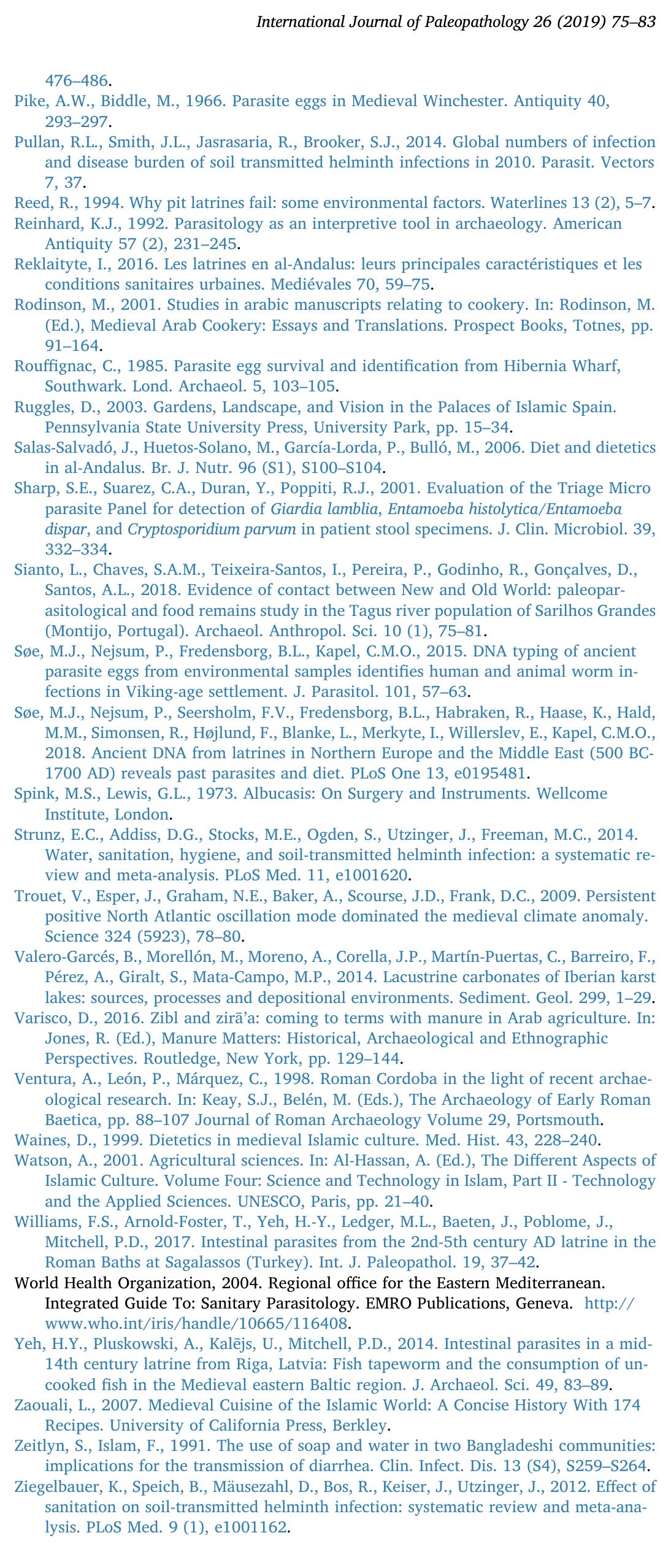Table 7 - Intestinal parasites in six Islamic medieval