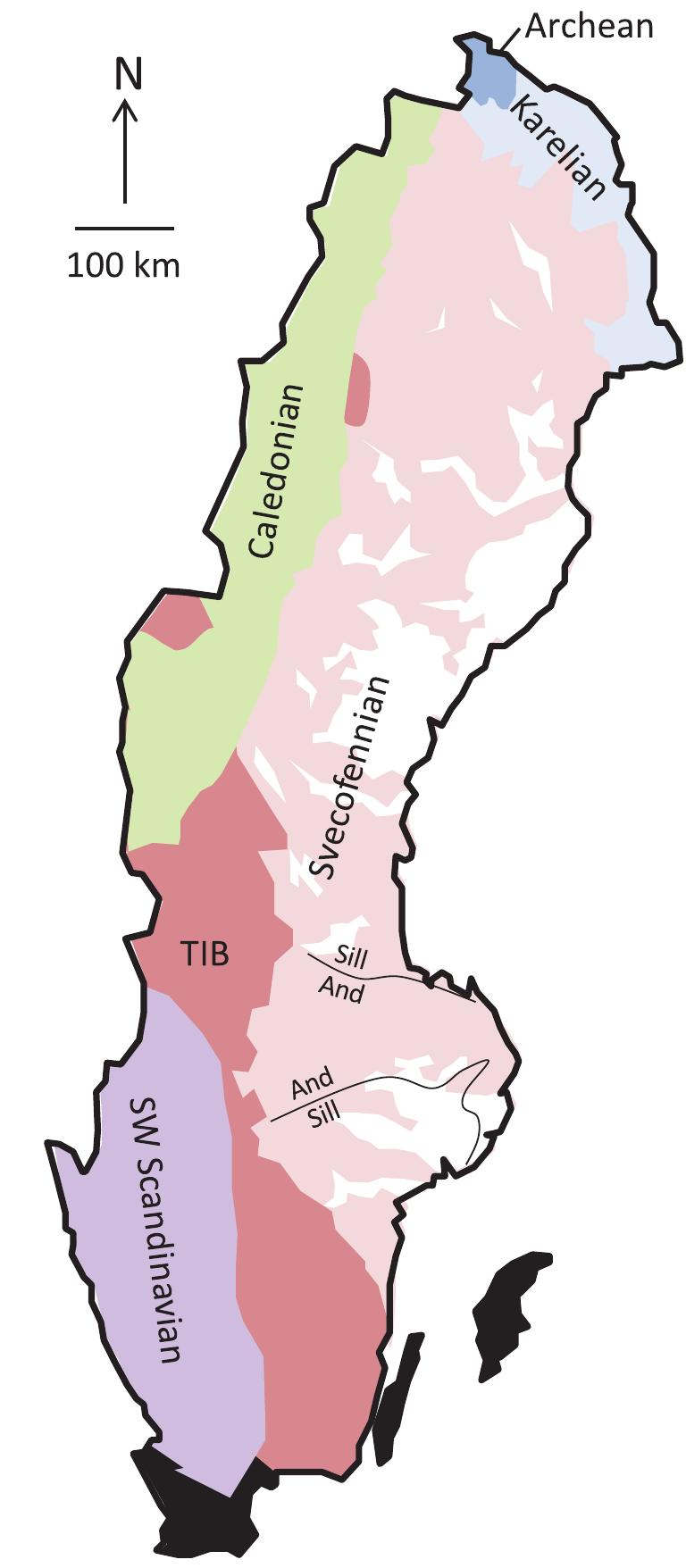 Simplified geological map of sweden showing karelian,