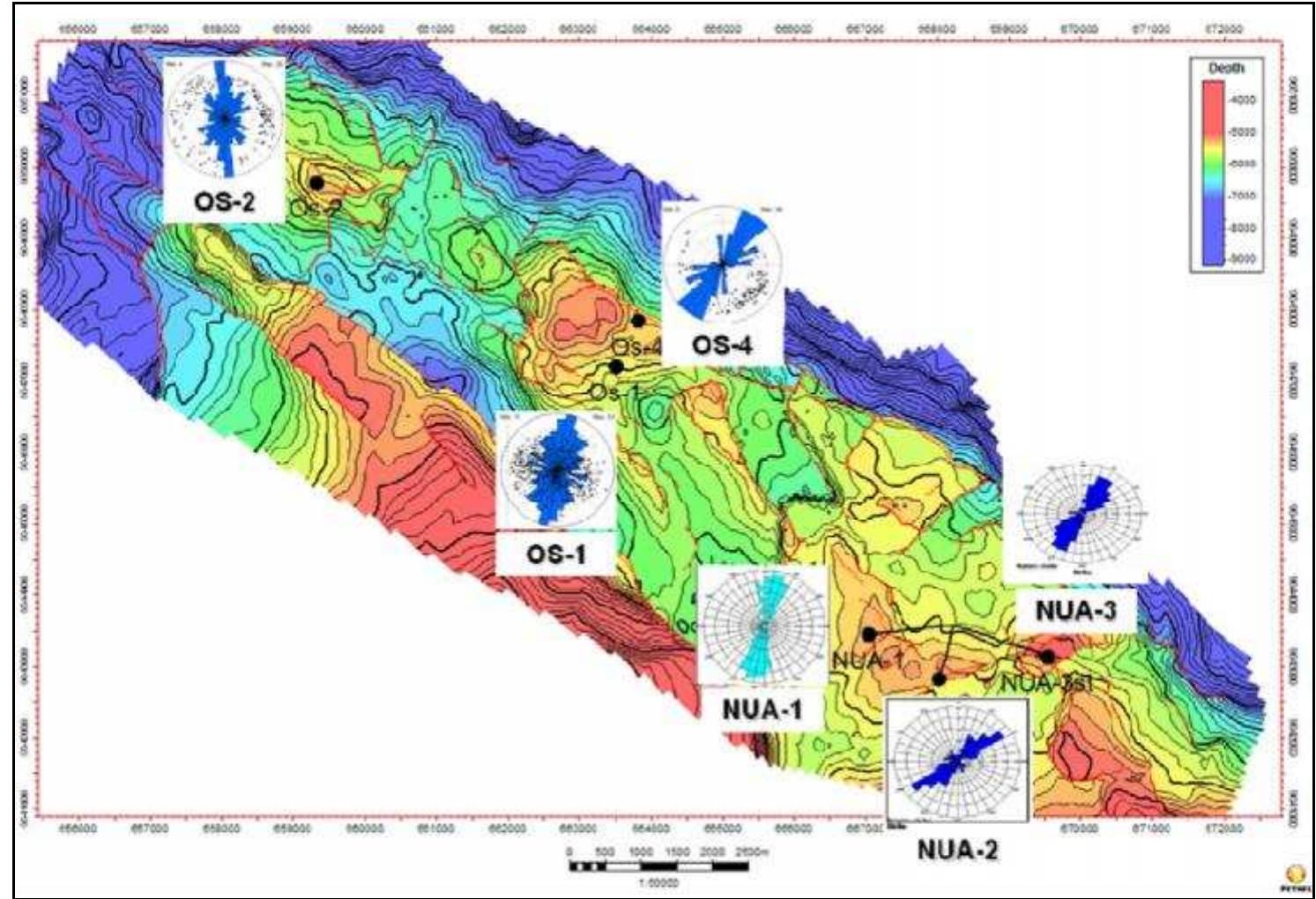 Manusela depth structure map showing the fracture