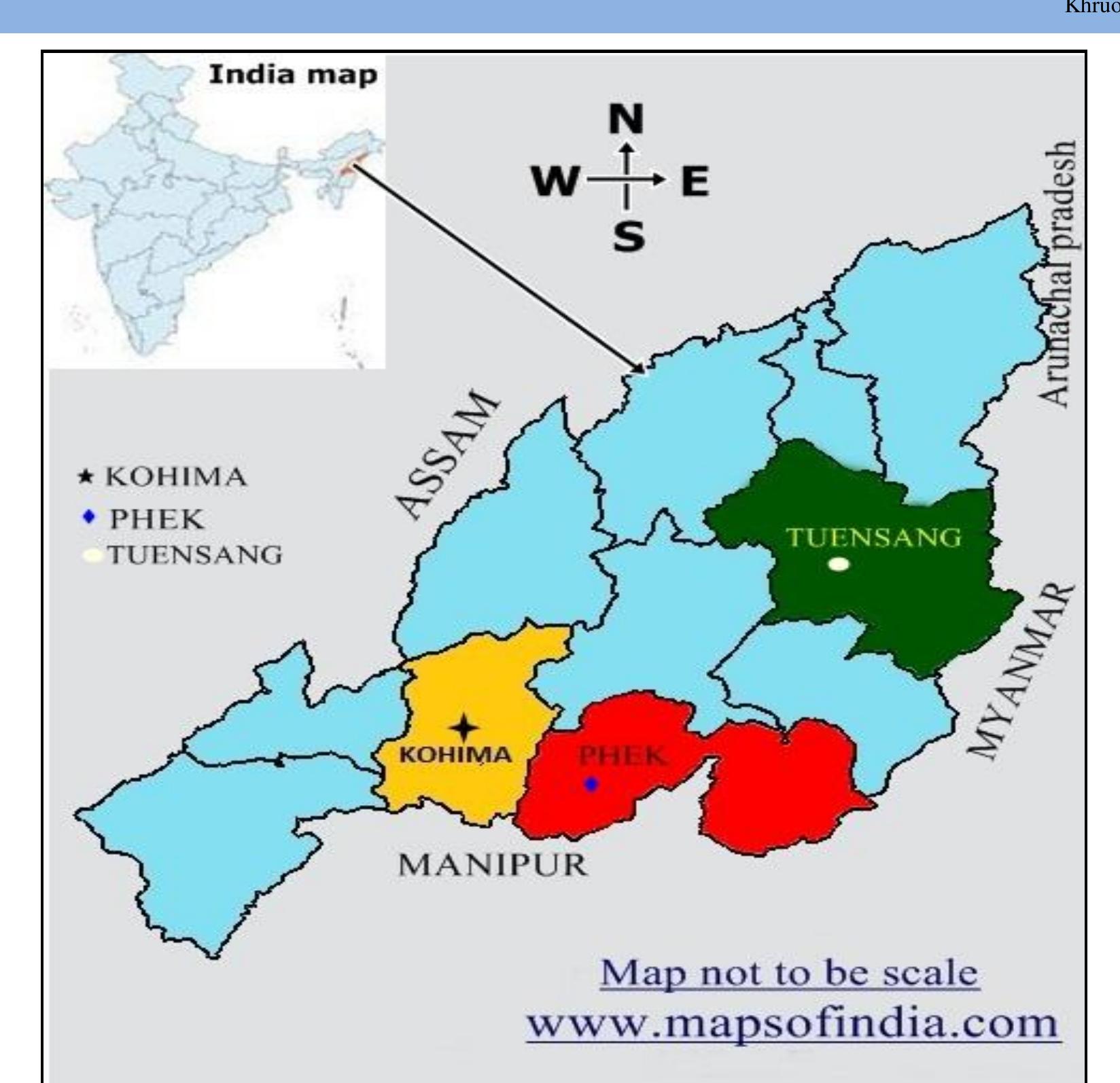 Map of nagaland showing the three study areas (kohima, phek