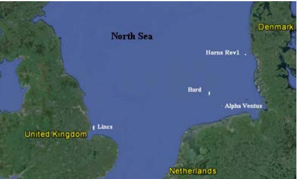 Location of the four wind farms used in this study: alpha