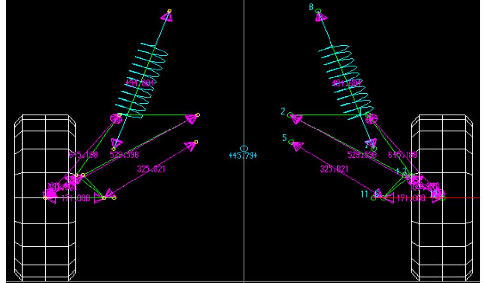 L. static & general data values rear suspension geometry on