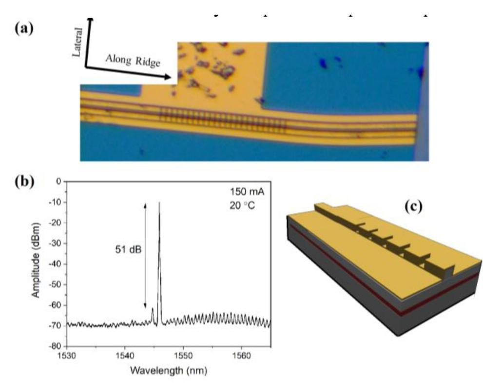 a) optical microscope image. (b) lasing spectrum of the