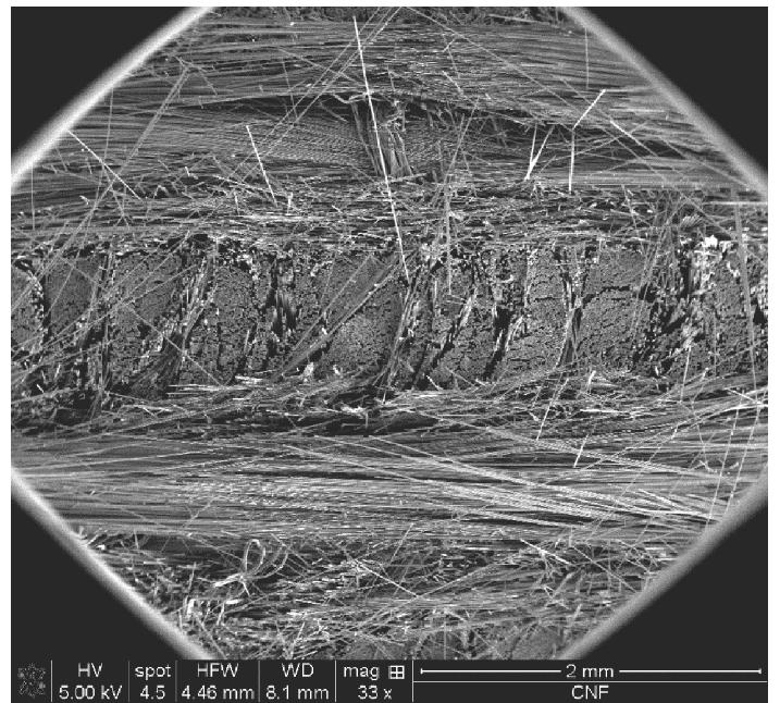 Cross-sectional image of carbon fiber preform with quasi-3d