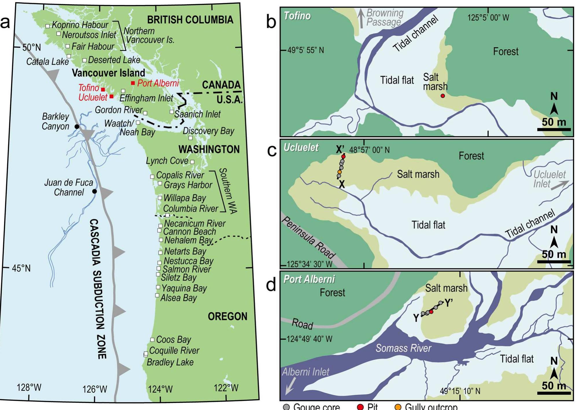 Location map of the study area. (a) map of the pacific coast