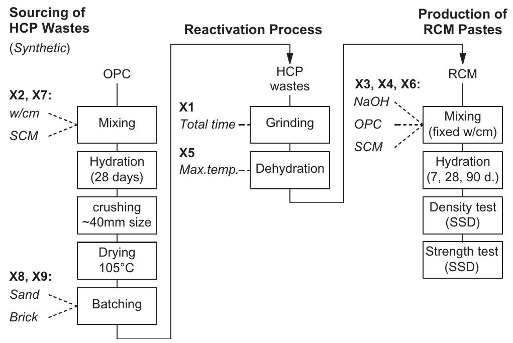 Schematic diagram of experimental steps, showing factors