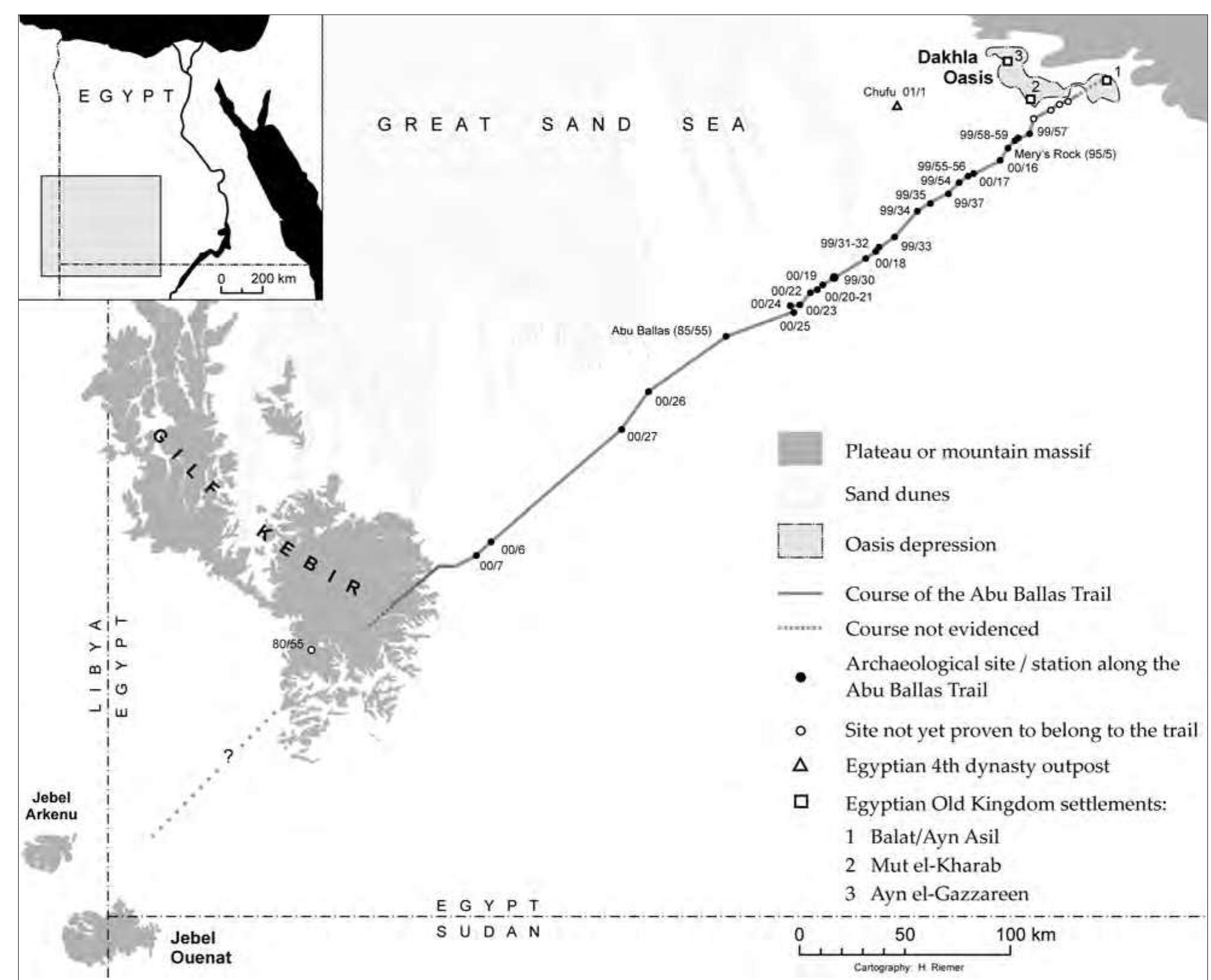 Map showing the chain of archaeological sites along the abu