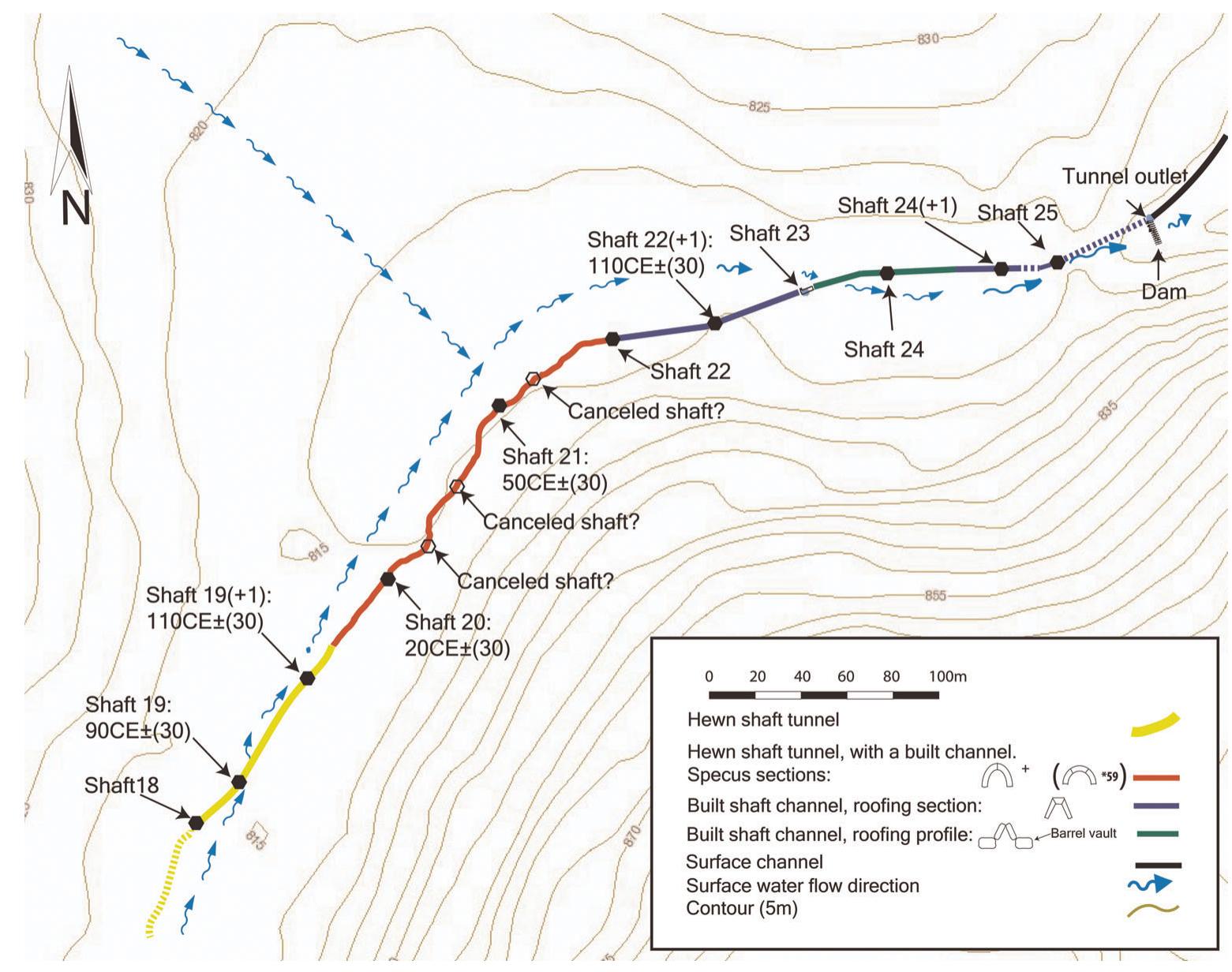 Map of the biar ashlar-built channel, according to