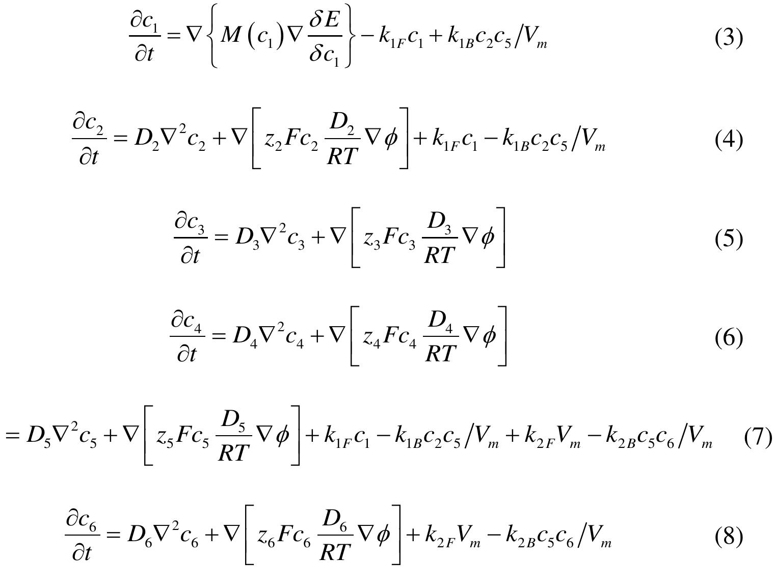 Follows: species are the nernst-planck equations with