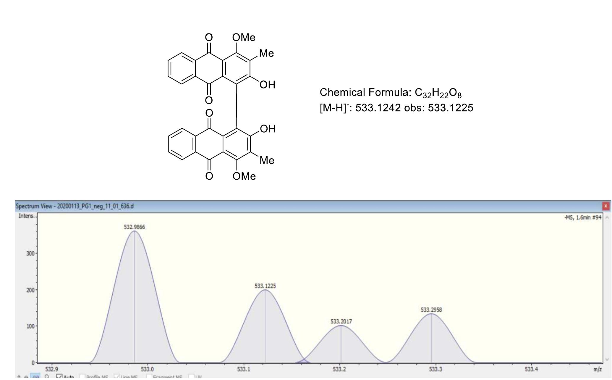 S. hrms spectrum of glabraquinone b (2).