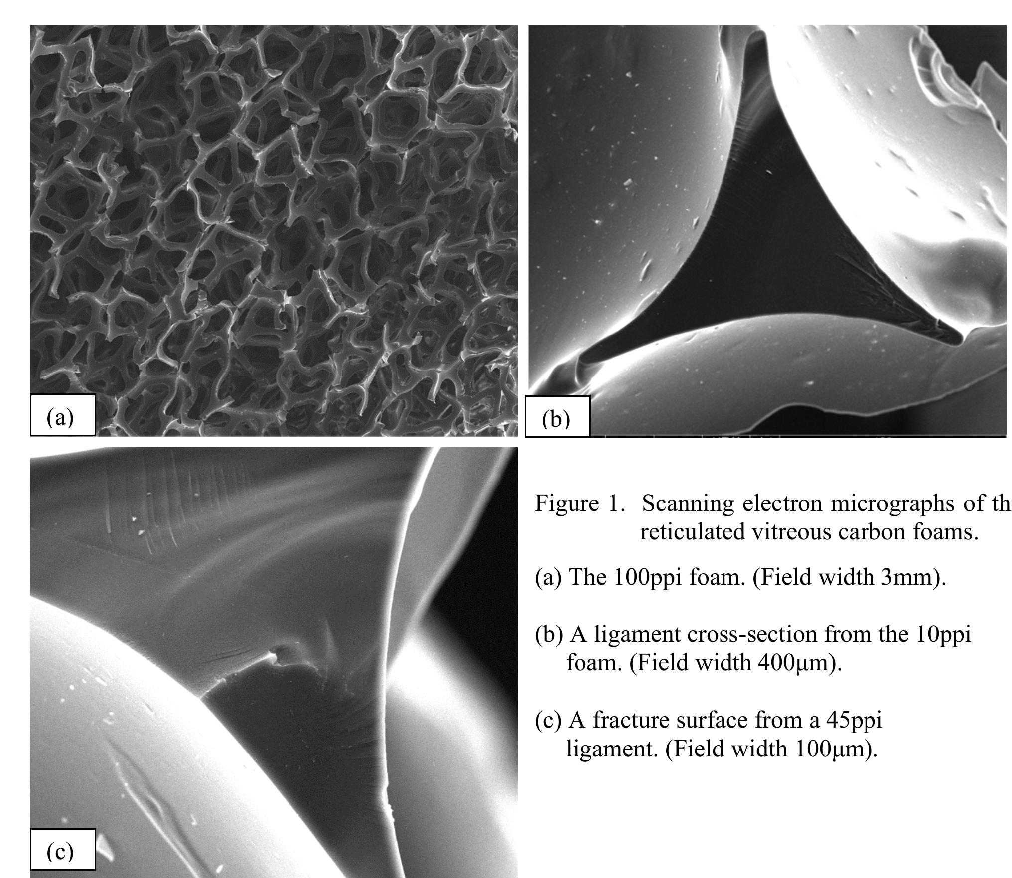 Characteristics of reticulated vitreous carbon foams of 10,