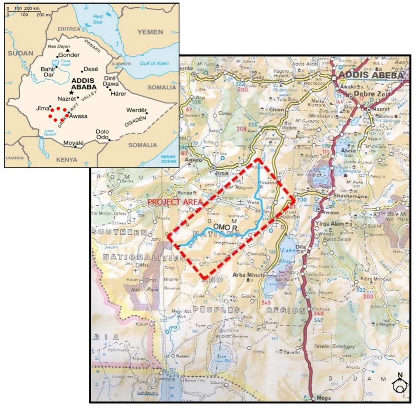 Map of the gilgel gibe iil hydropower project, ethiopian