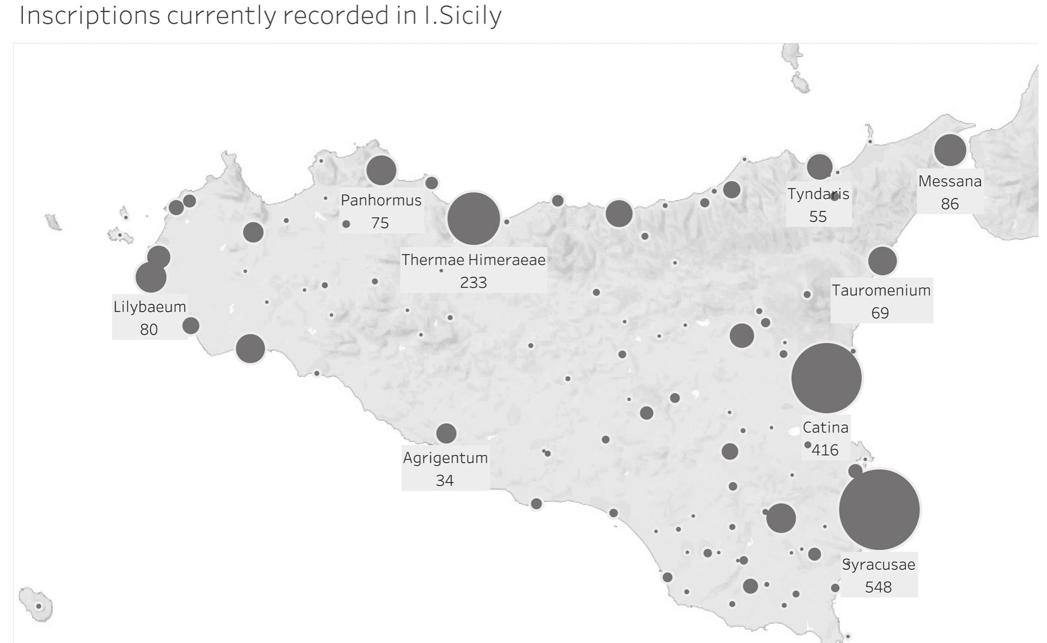 3. distribution map of inscriptions recorded in \.sicily in