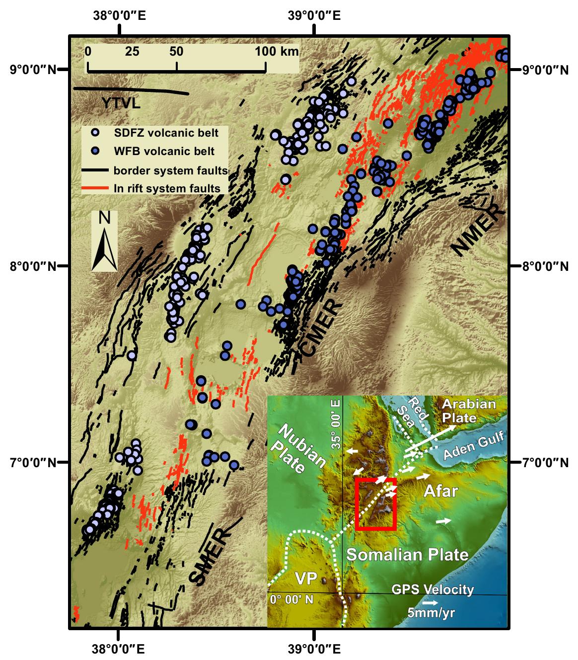 Volcano tectonic map of the main ethiopian rift (mer; after