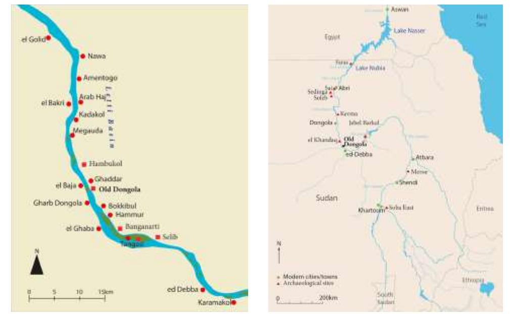 A map of the sudan (right) and a map off the local area