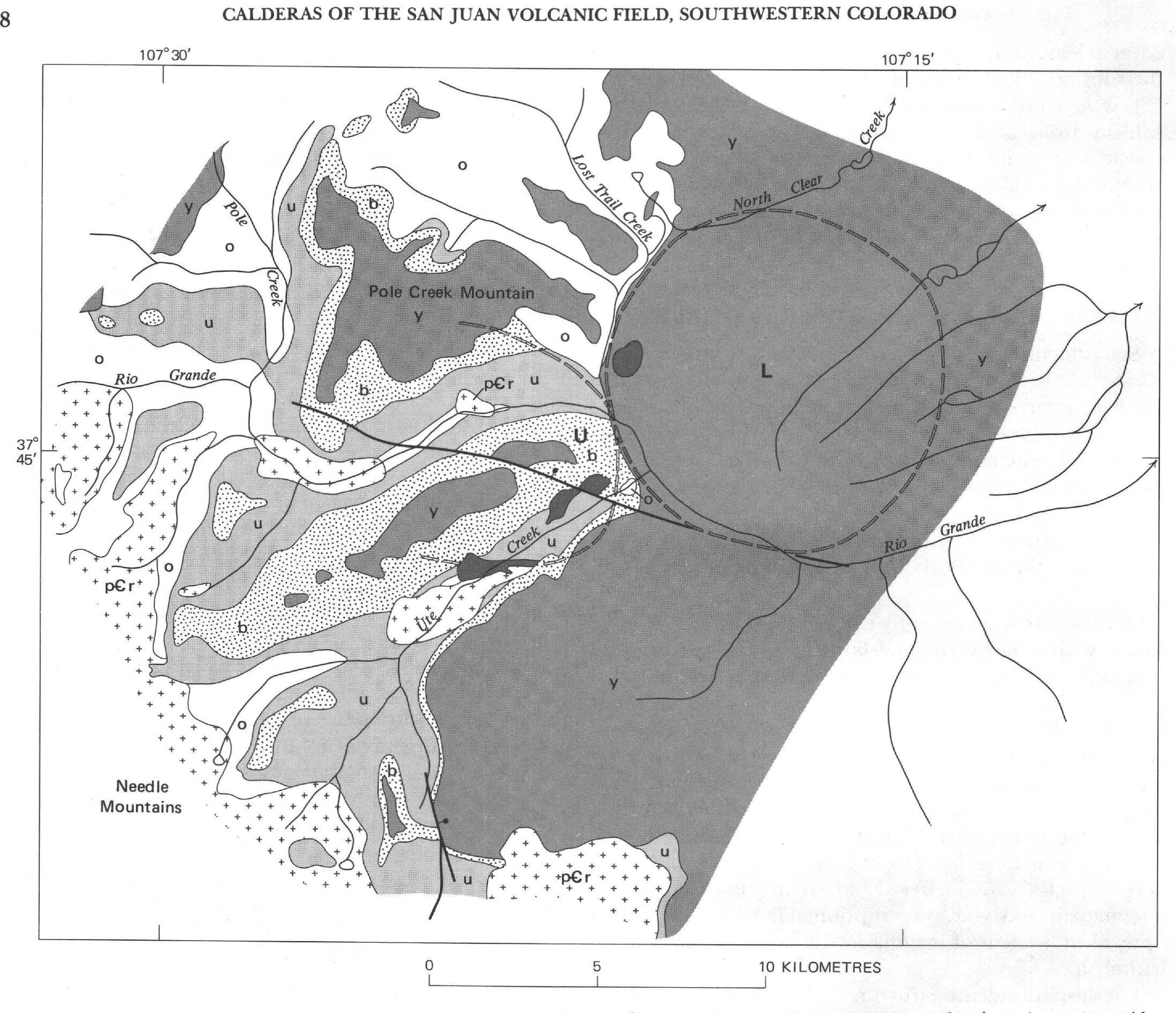Ficure 5.—geologic map of ute creek (u) and lost lake (l)