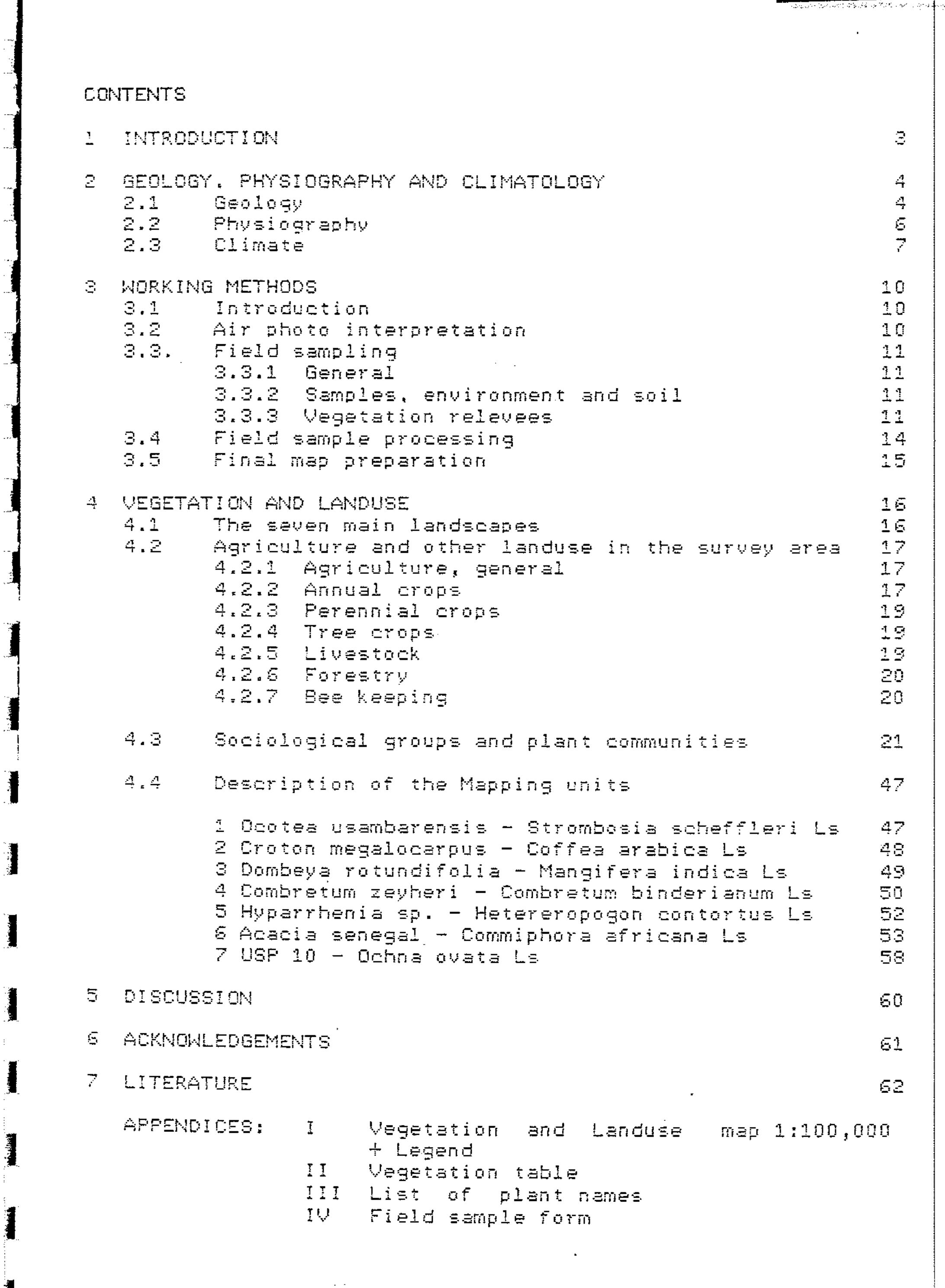 Table 1 - Vegetation and Land Use Map of the Chuka-South