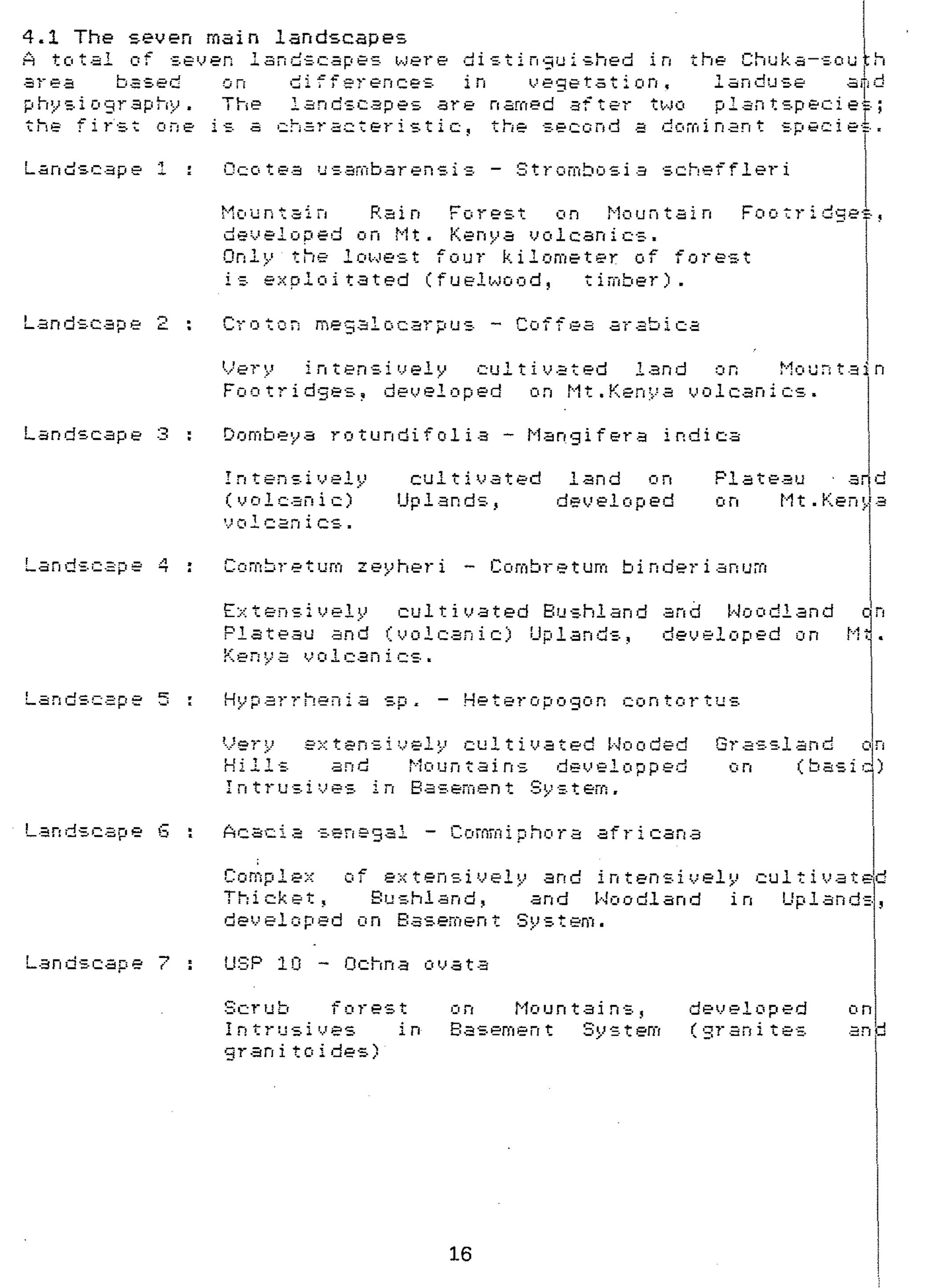 Table 2 - Vegetation and Land Use Map of the Chuka-South