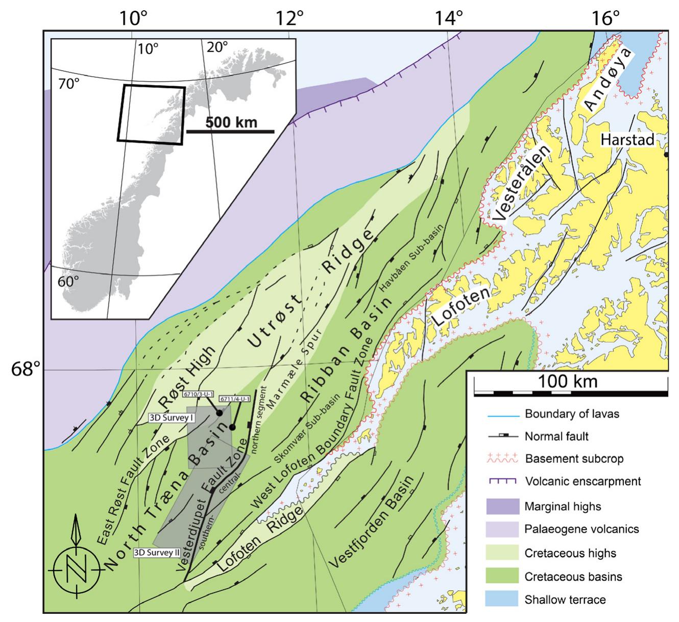 The depositional environment of the extensional domain
