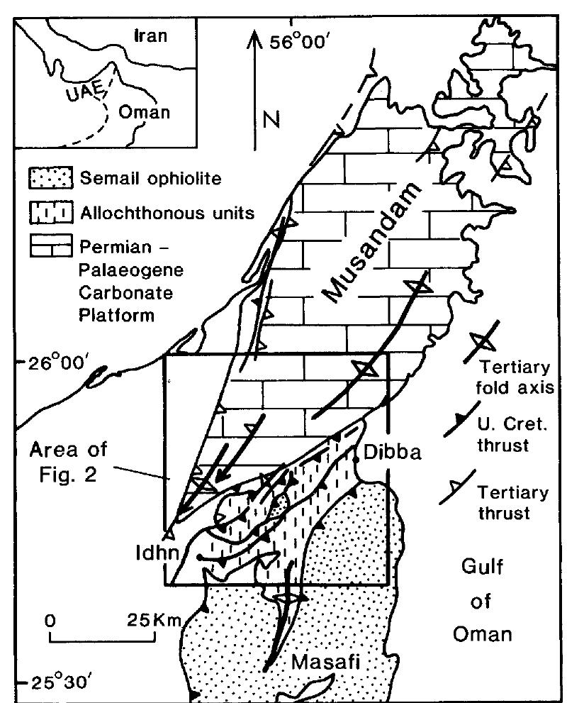 Outline tectonic map of the dibba zone, northern oman
