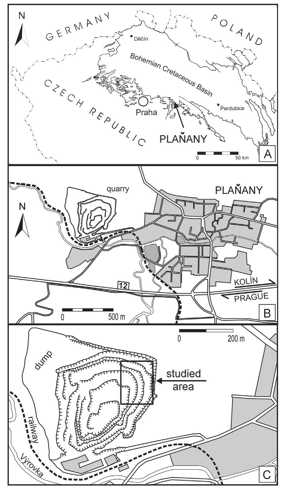 A, sketch map of the bohemian cretaceous basin (modified