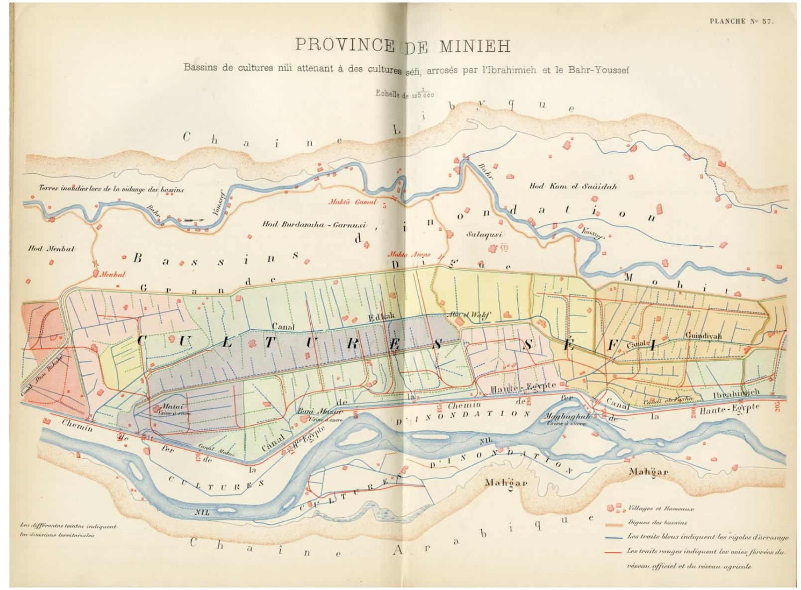 The map shows a section of al-minya province with the
