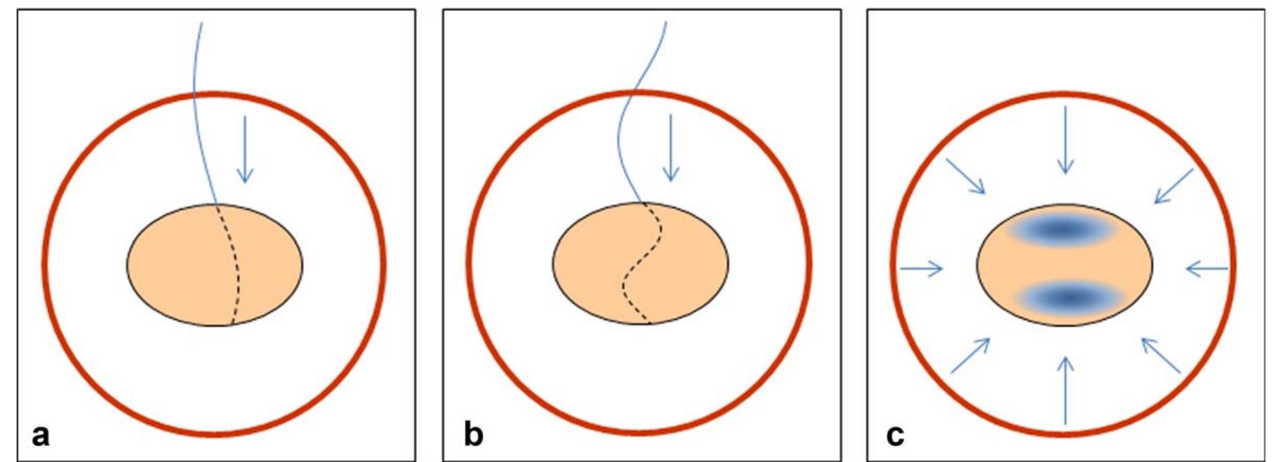 A schematic showing interference effects of the rf field in