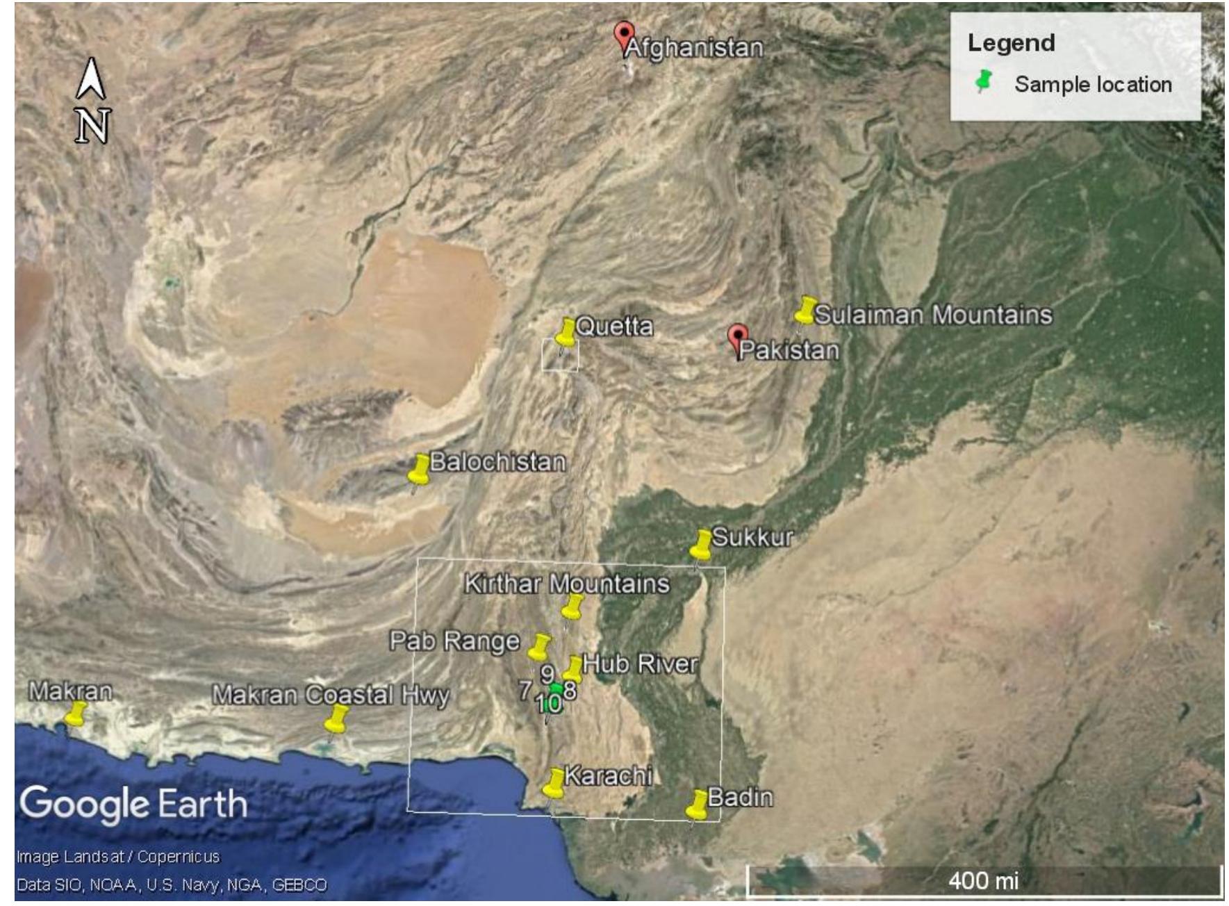 Map showing the sample locations of parh limestone cement