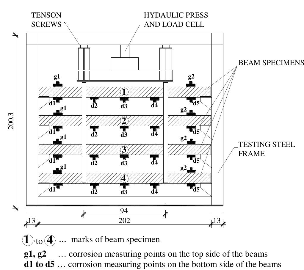 During the exposure of beam and slab specimens to