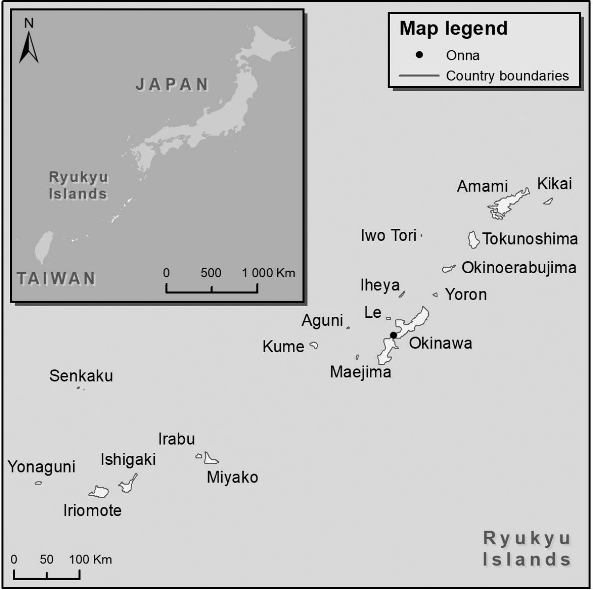 Map 6 map of the ryukyu islands, with the village onna on