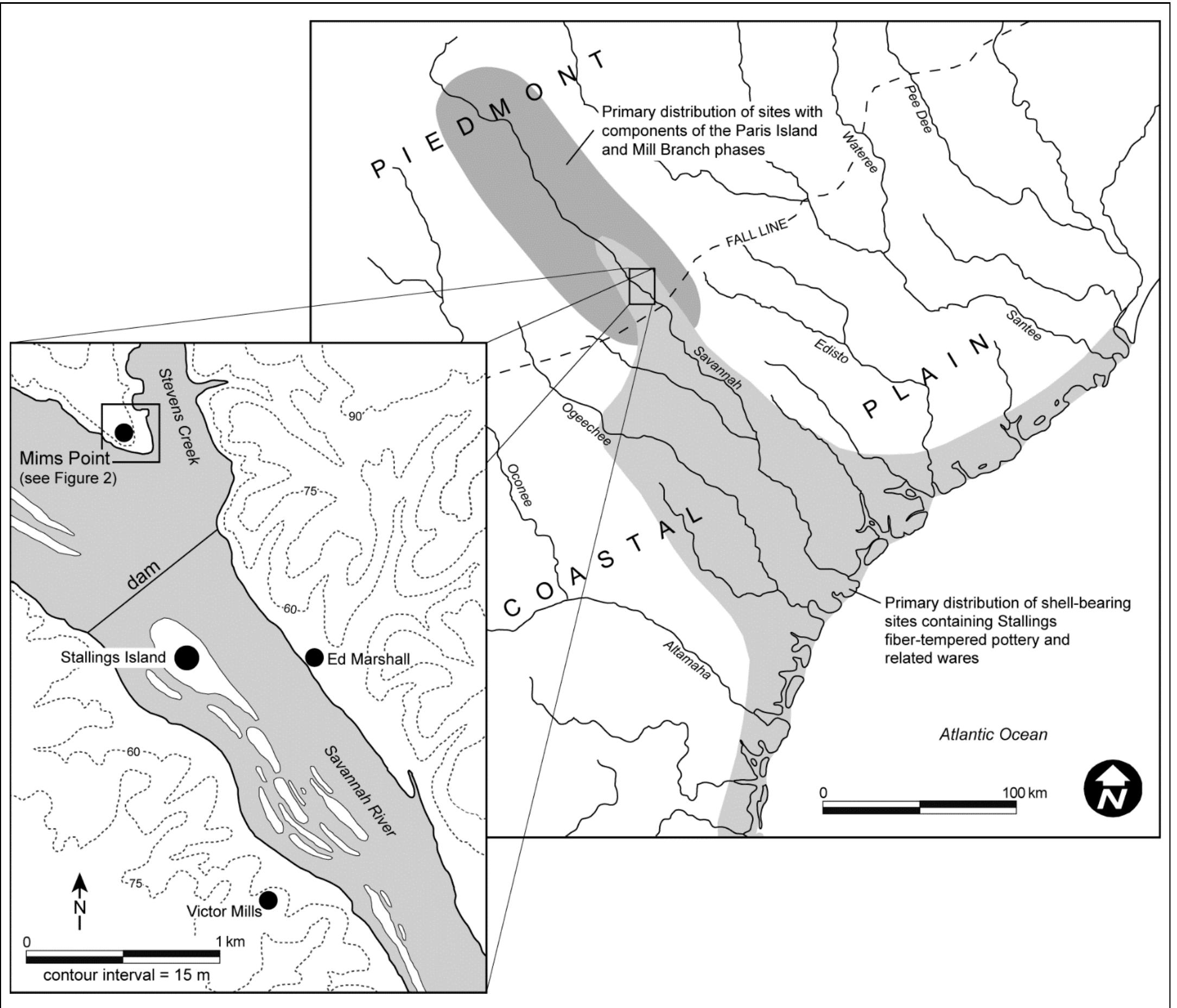Map of the greater savannah river valley region showing