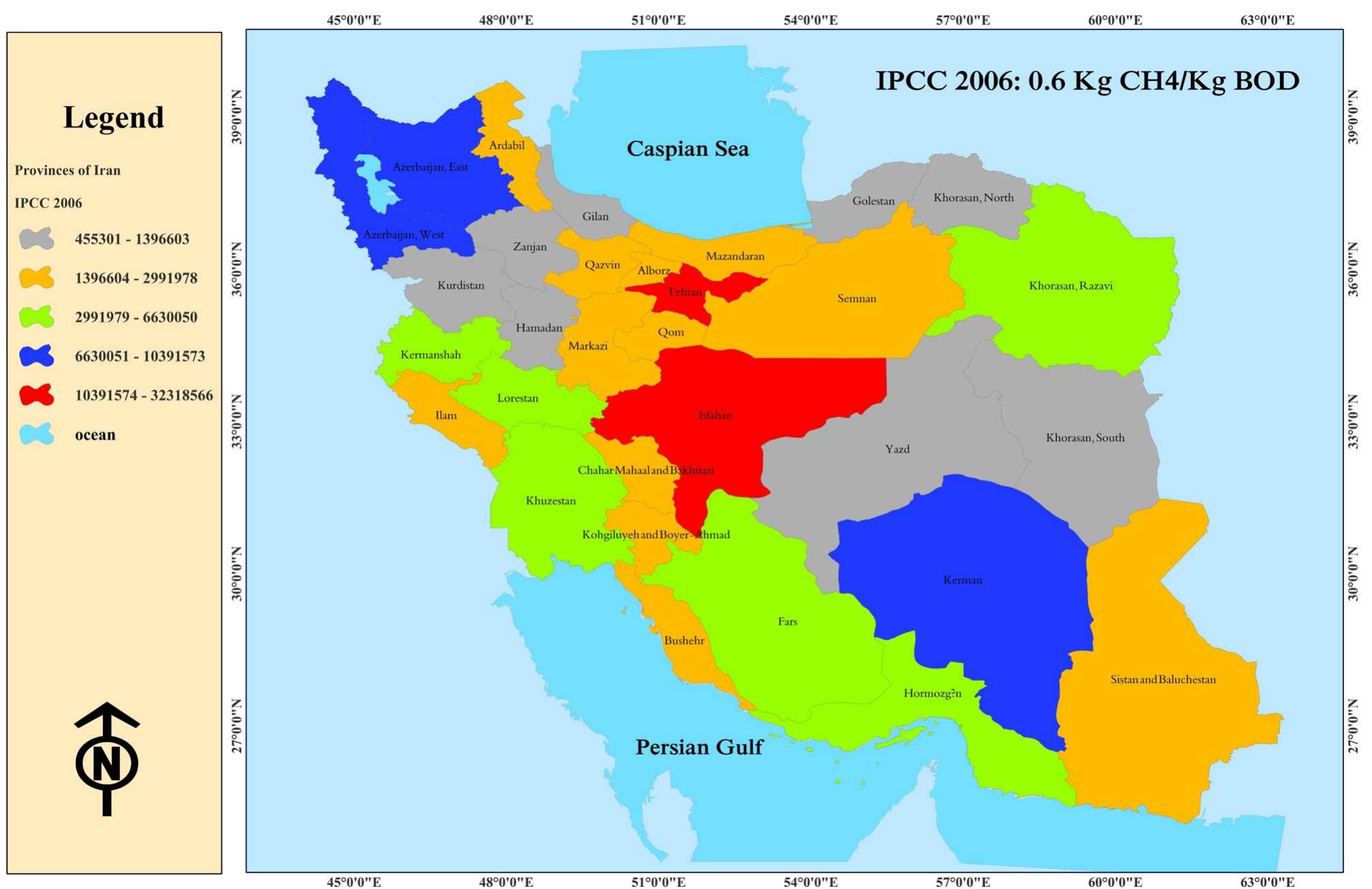 The classified zoning map of ch, based on the emission