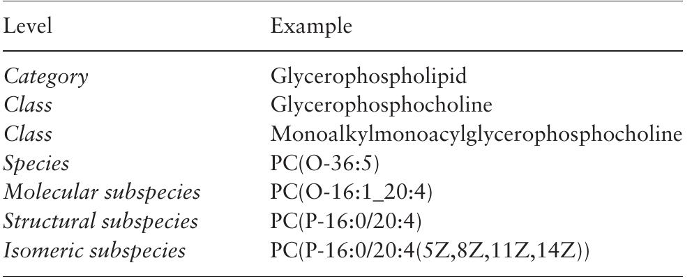 The hierarchical classification used in swisslipids the